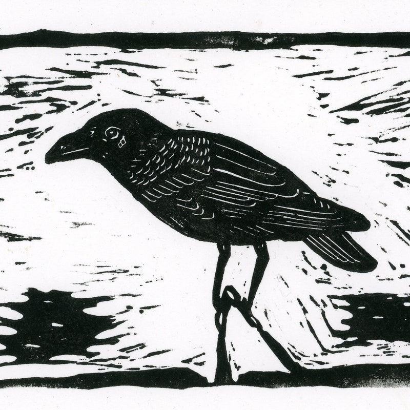 Crow Linocuts - Etsy