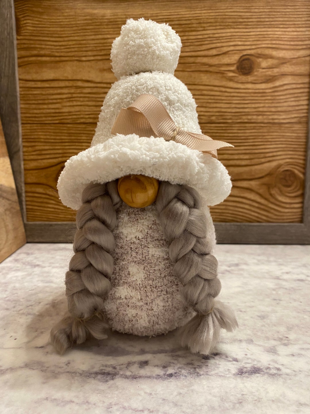 Soft Chenille Winter Gnome, Cream & Pink Neutral Decor - Etsy