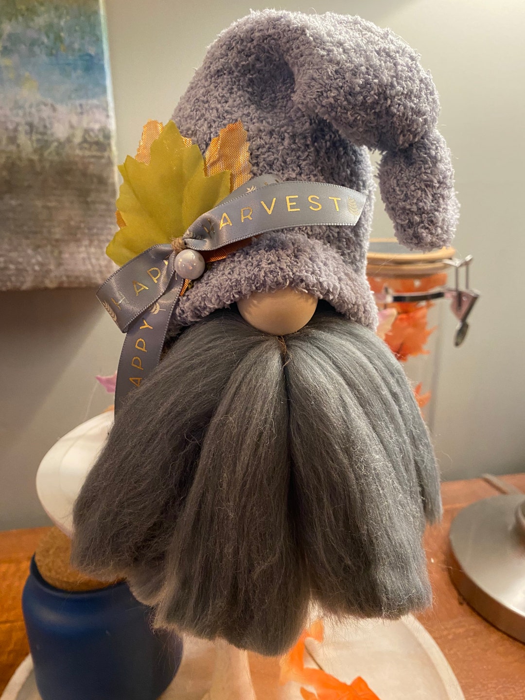 Grey Green and Blue Fall Themed Gnome - Etsy