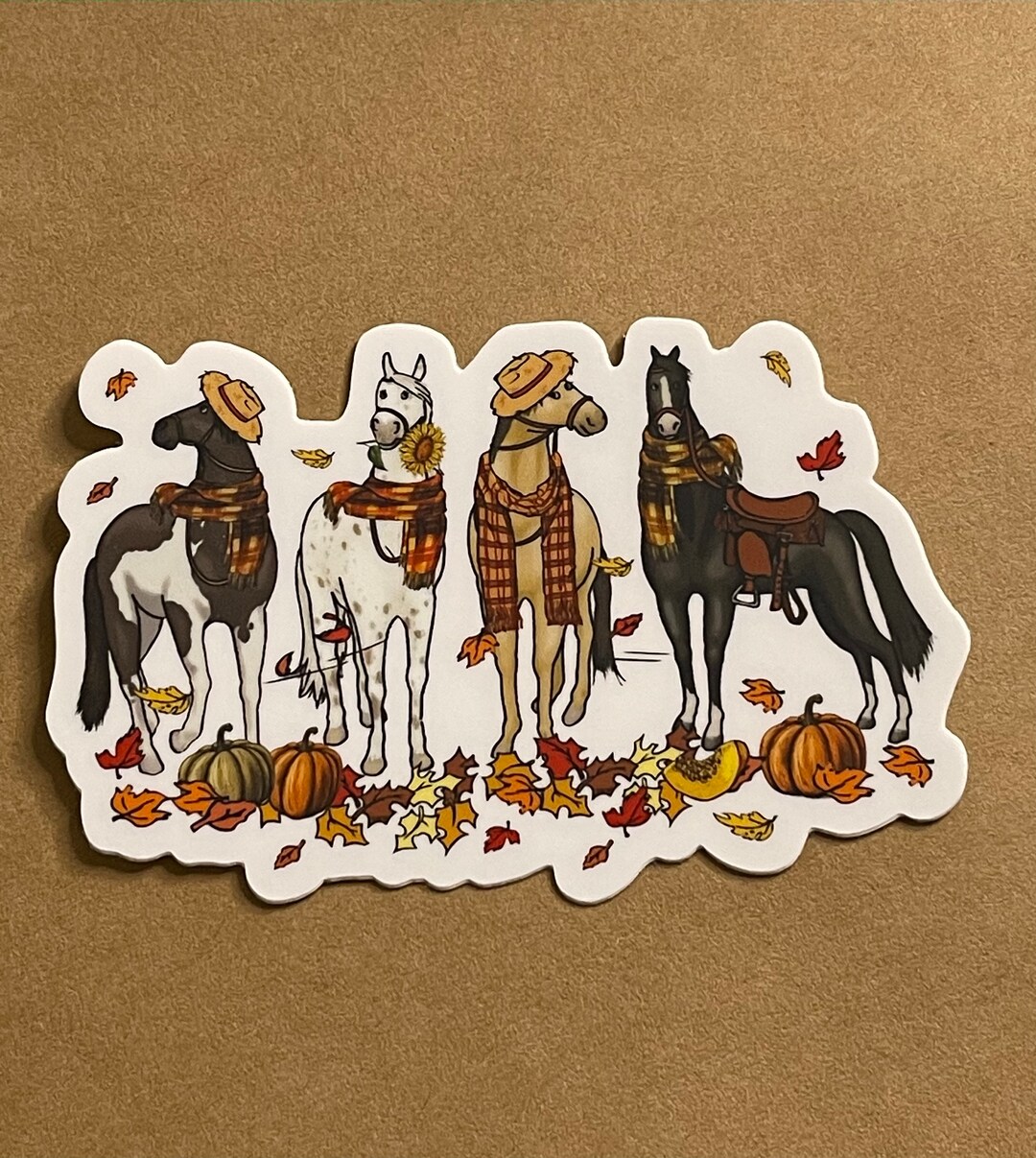 Fall Horse Thanksgiving Horse Autumn Equestrian Sticker Equestrian Gift ...