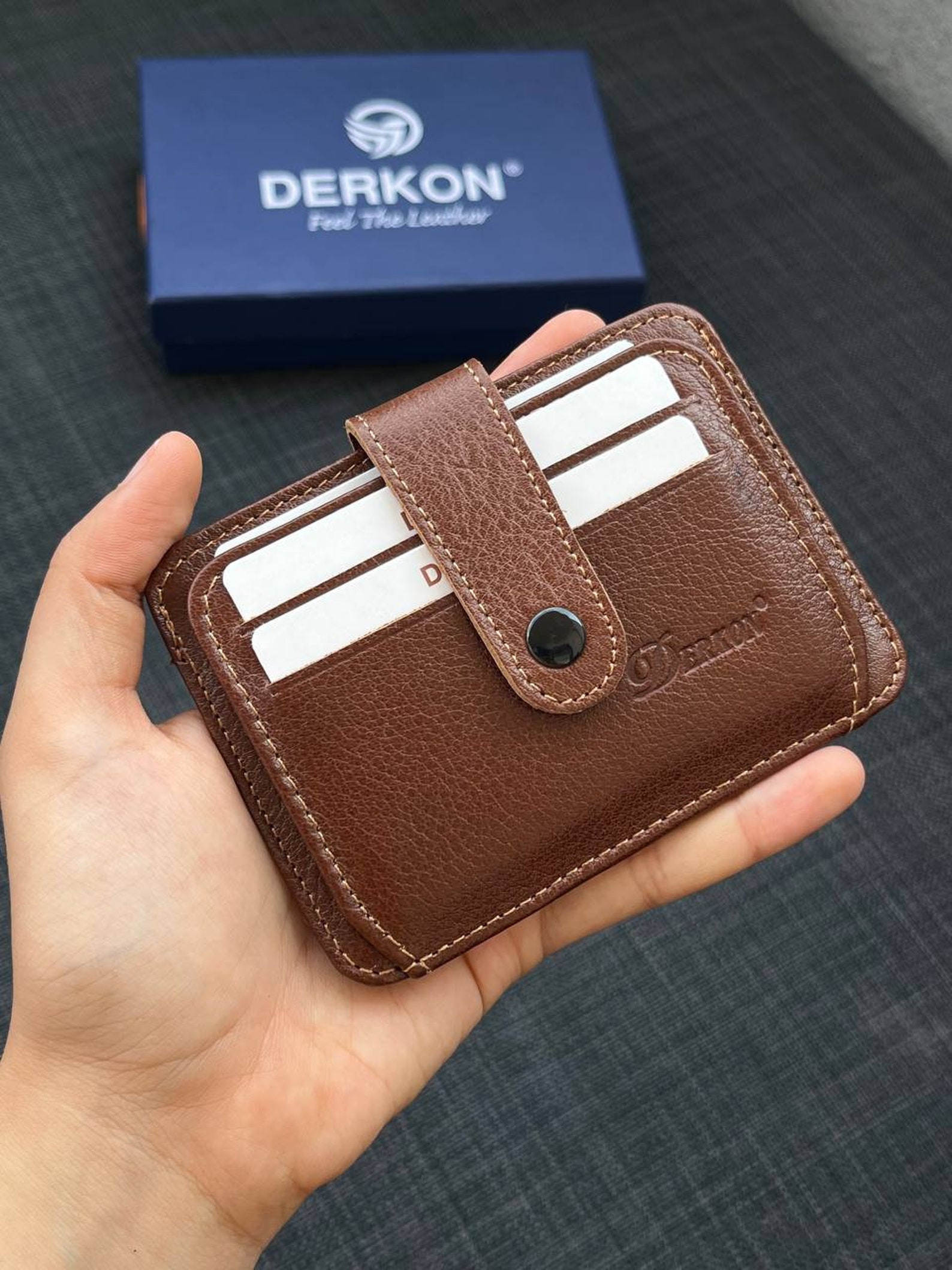 Derkon Genuine Premium Real Leather Card Holder Unique, Credit Card ...