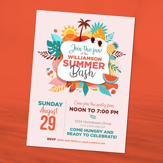Summer Party Invites Instant Download Summer Party - Etsy