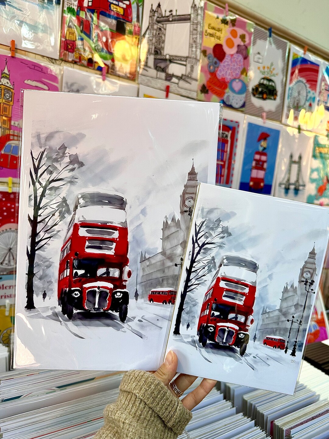 London Watercolour Red Bus Art Print - Etsy