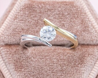 Two Tone Crossover Ring - Etsy