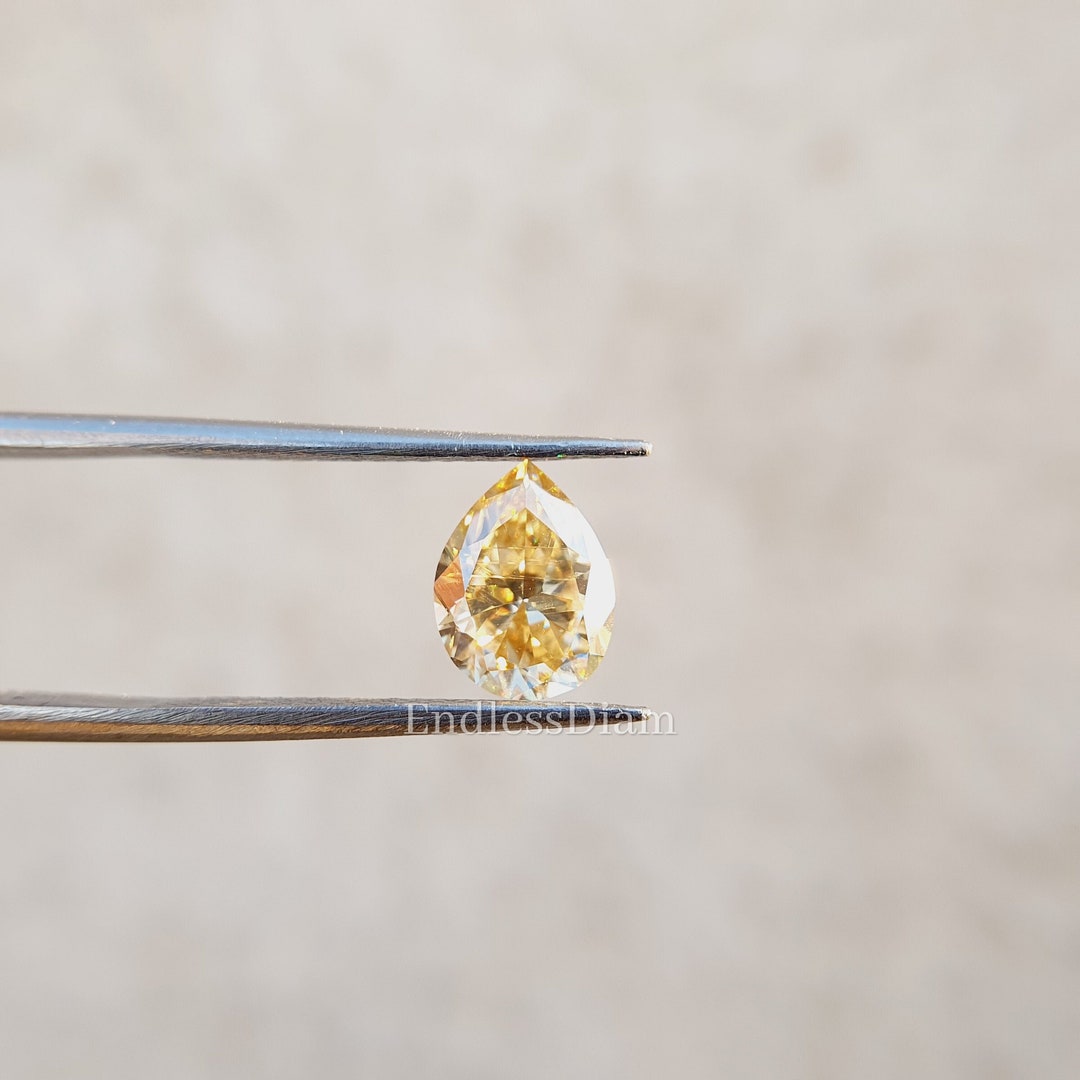 Fancy Vivid Yellow Loose Moissanite Stone Real Pear Cut Yellow ...