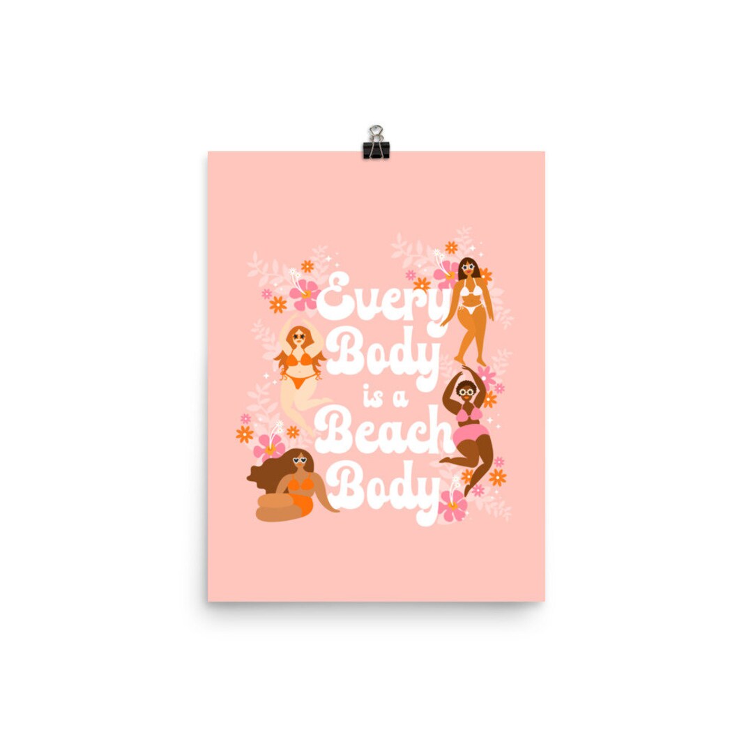 Every Body is a Beach Body Pink Wall Art Print Tropical - Etsy