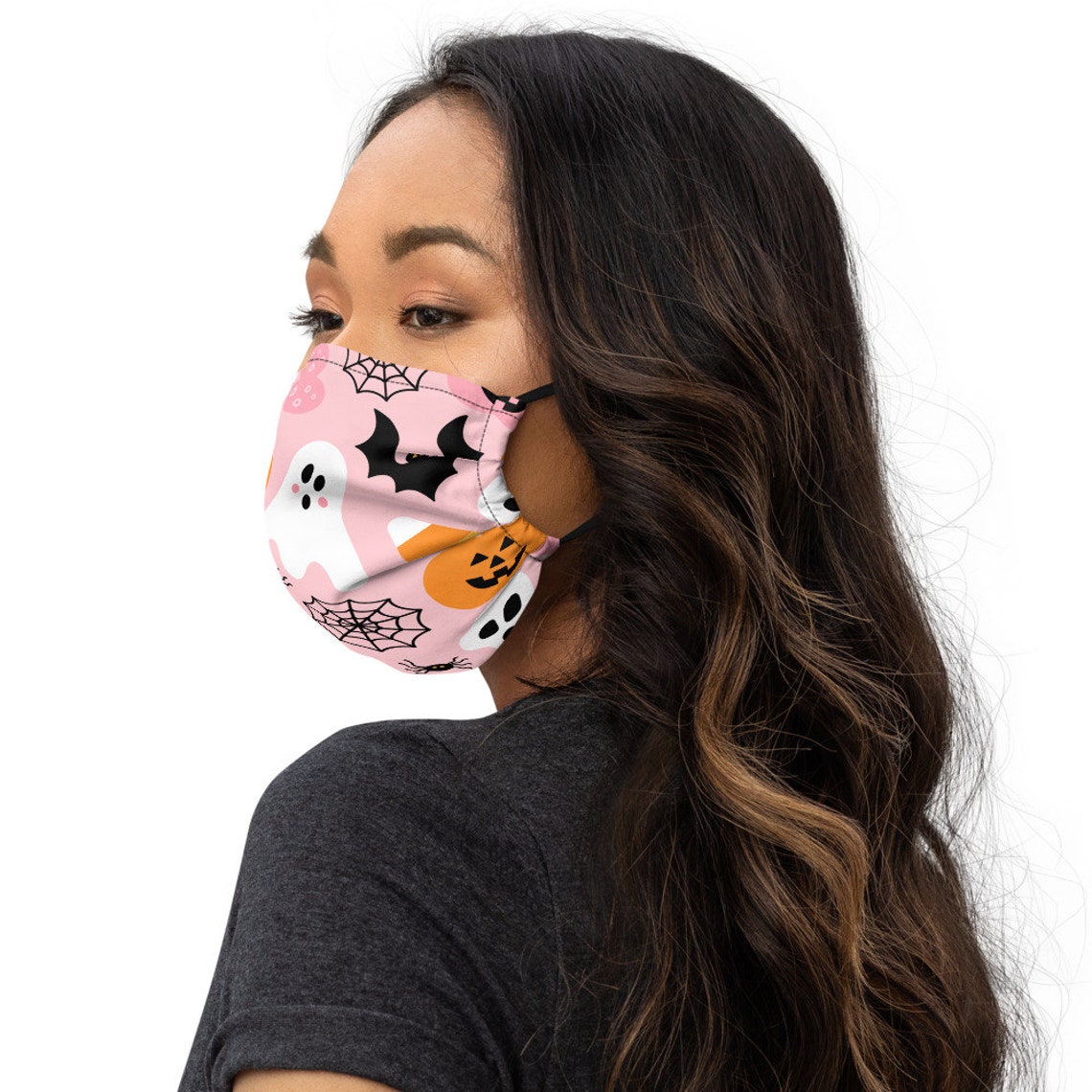 Spooky Halloween Pattern Pink Face Mask Fall Autumn Creepy | Etsy