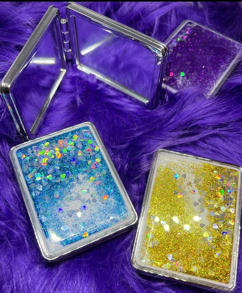 Glitter Pocket Mirror 2 Sided Compact Mirror Travel Make - Etsy
