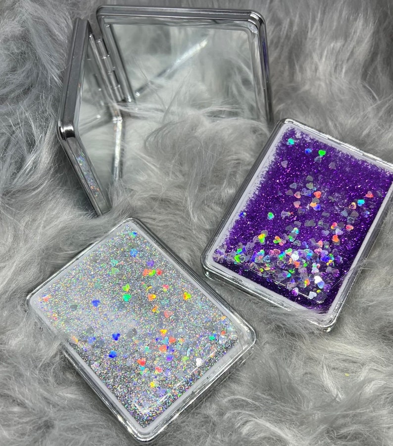 Glitter Pocket Mirror 2 Sided Compact Mirror Travel Make - Etsy