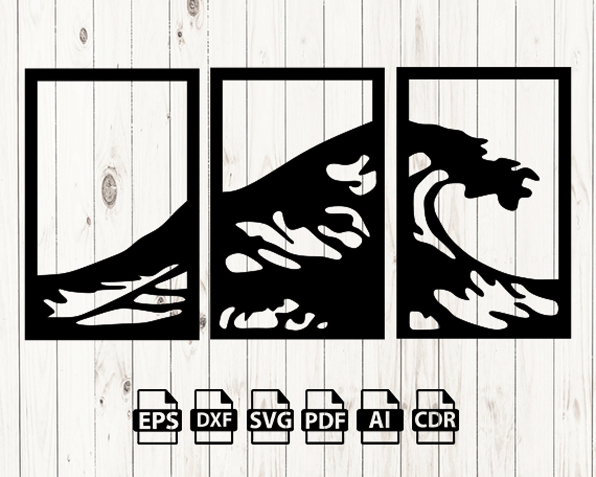 Wave Panel Digital Vector Download Laser Cnc Cut Svg Dxf Pdf - Etsy