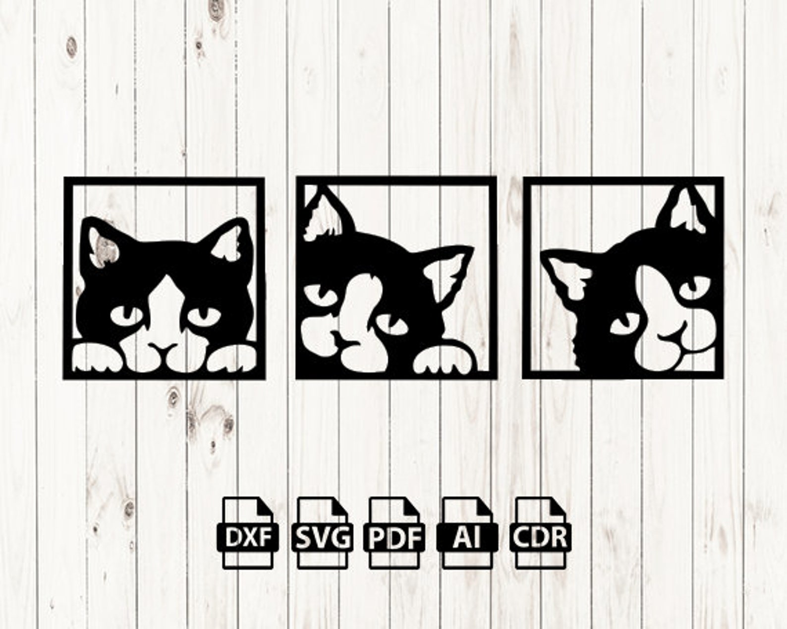 Cat kitten Digital Vector Download Laser Cnc Cut svg dxf pdf | Etsy