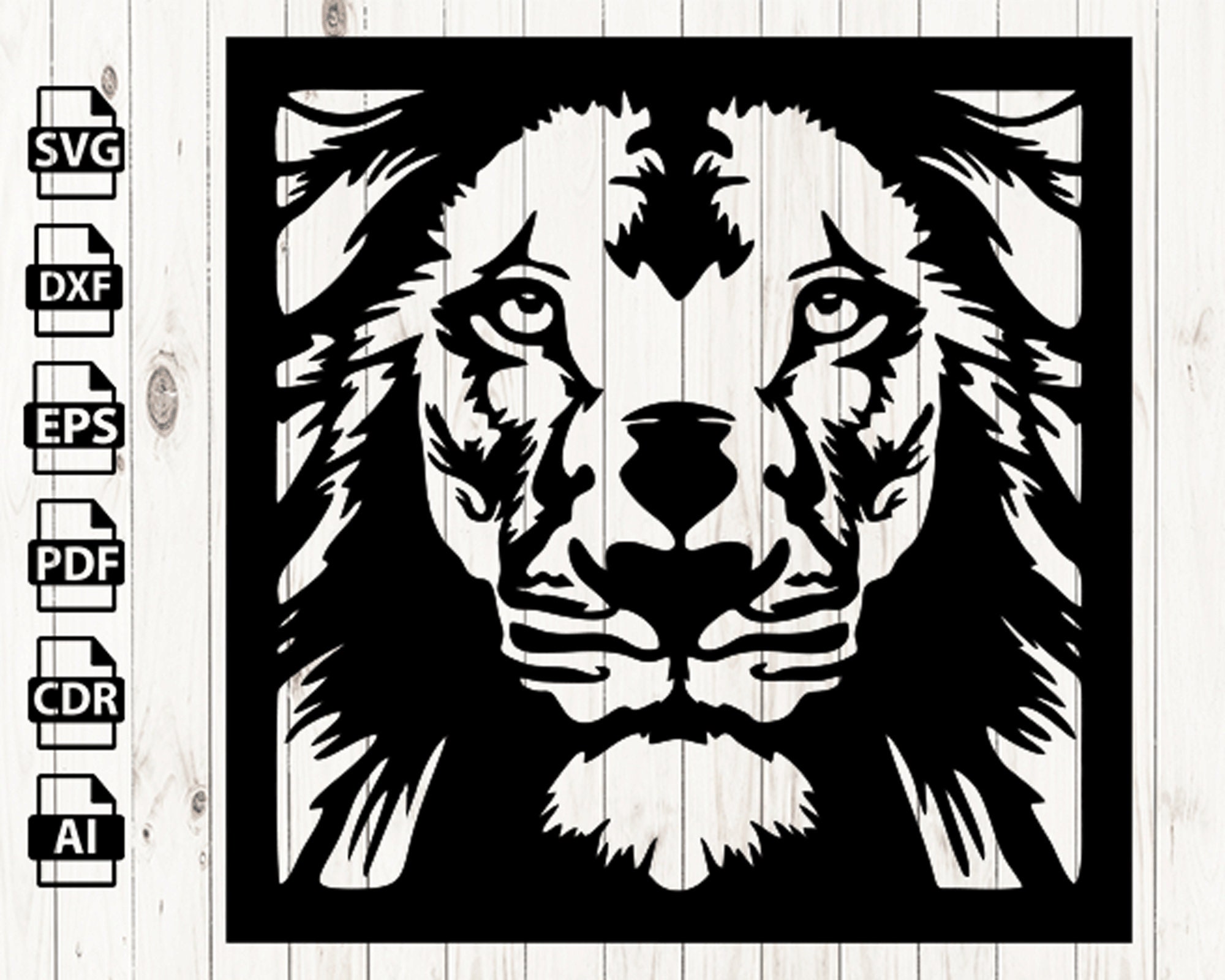Lion Design Digital Vector Download Laser Cnc Cut Svg Dxf Pdf Cdr Files ...