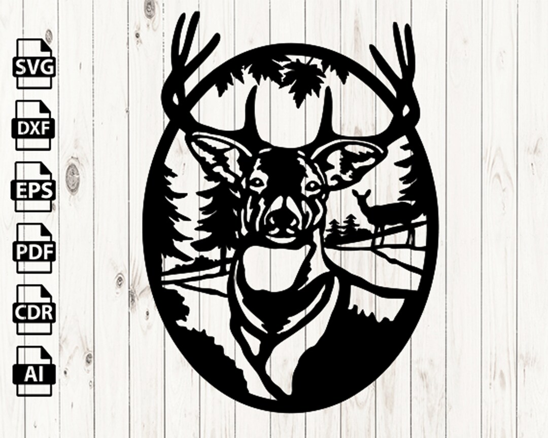 Deer Design Digital Vector Download Laser Cnc Cut Svg Dxf Pdf Cdr Files ...