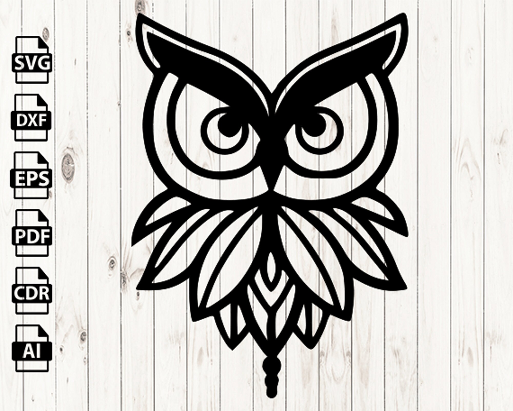 Owl Animals Digital Vector Download Laser Cnc Cut Svg Dxf Pdf - Etsy