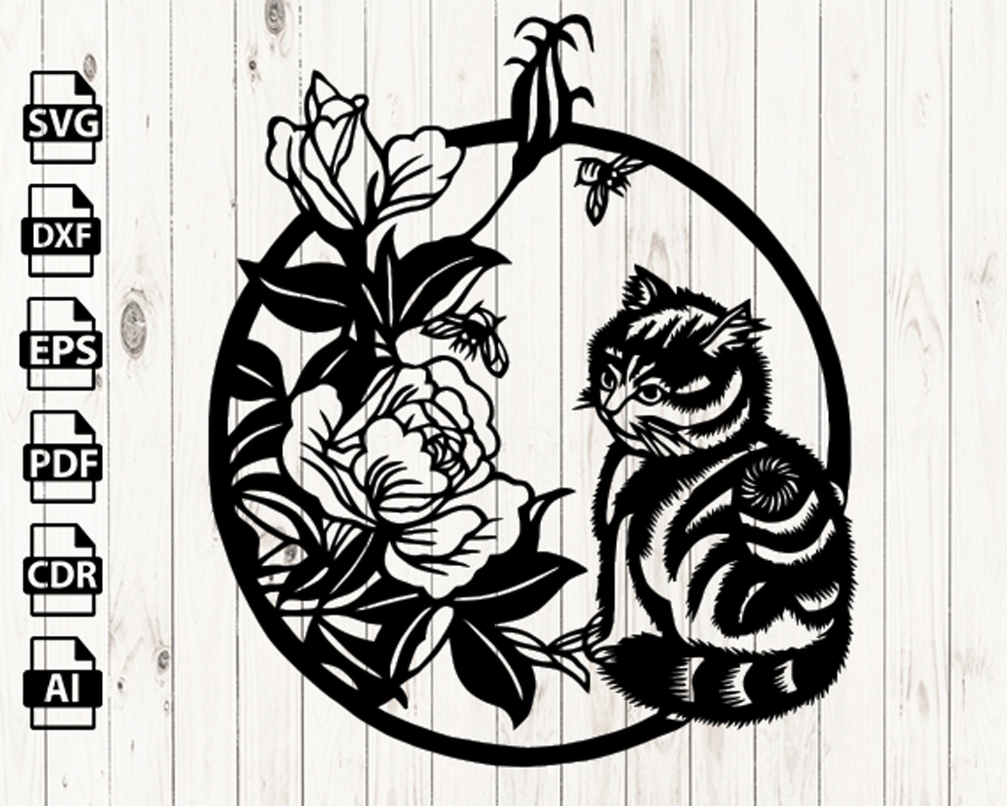 Cat Kitten Digital Vector Download Laser Cnc Cut Svg Dxf Pdf - Etsy