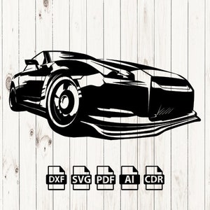 Nissan GT-R Digital Vector Download Laser Cnc Cut Svg Dxf Pdf Cdr Files ...