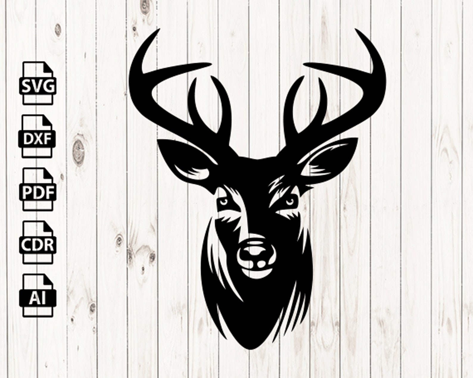 Deer Head Horn Digital Vector Download Laser Cnc Cut Svg Dxf - Etsy