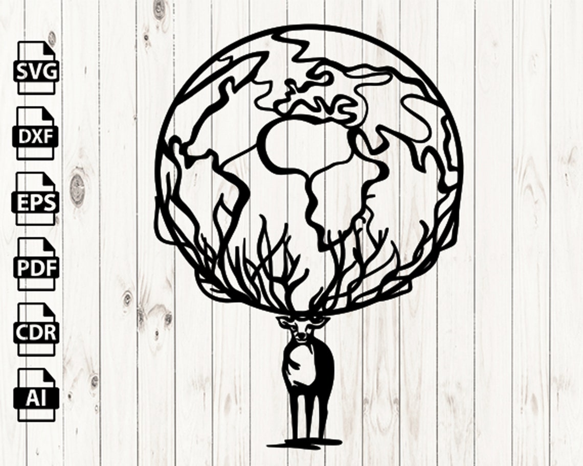 World Deer World Map Digital Vector Download Laser Cnc Cut Svg - Etsy