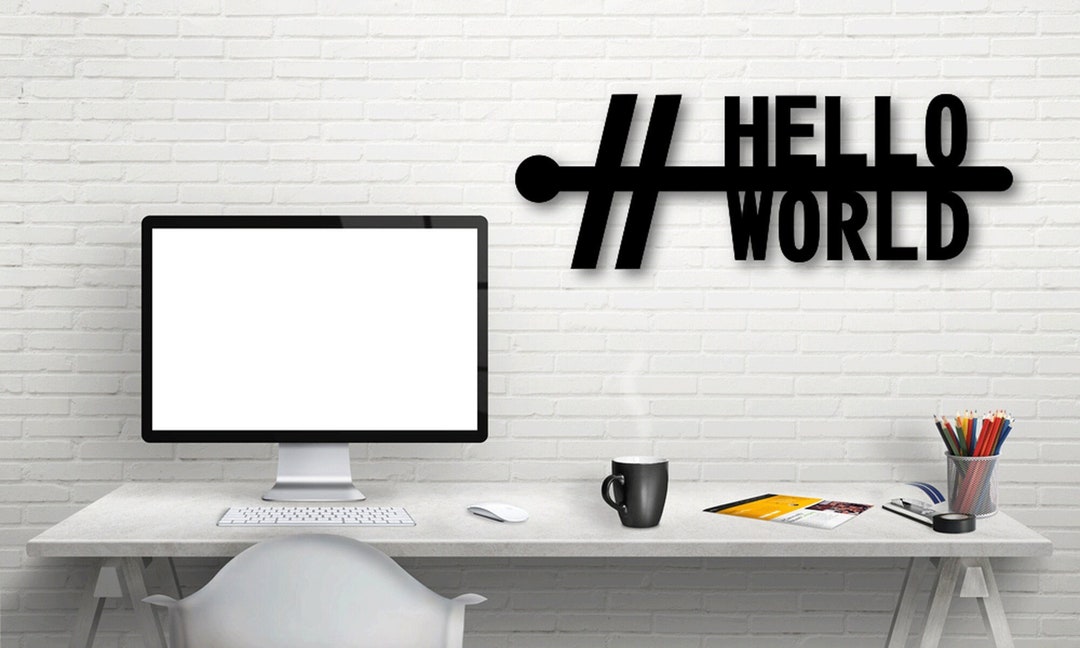 Hello World, Computer, Software, Digital Vector Download Laser Cnc Cut ...