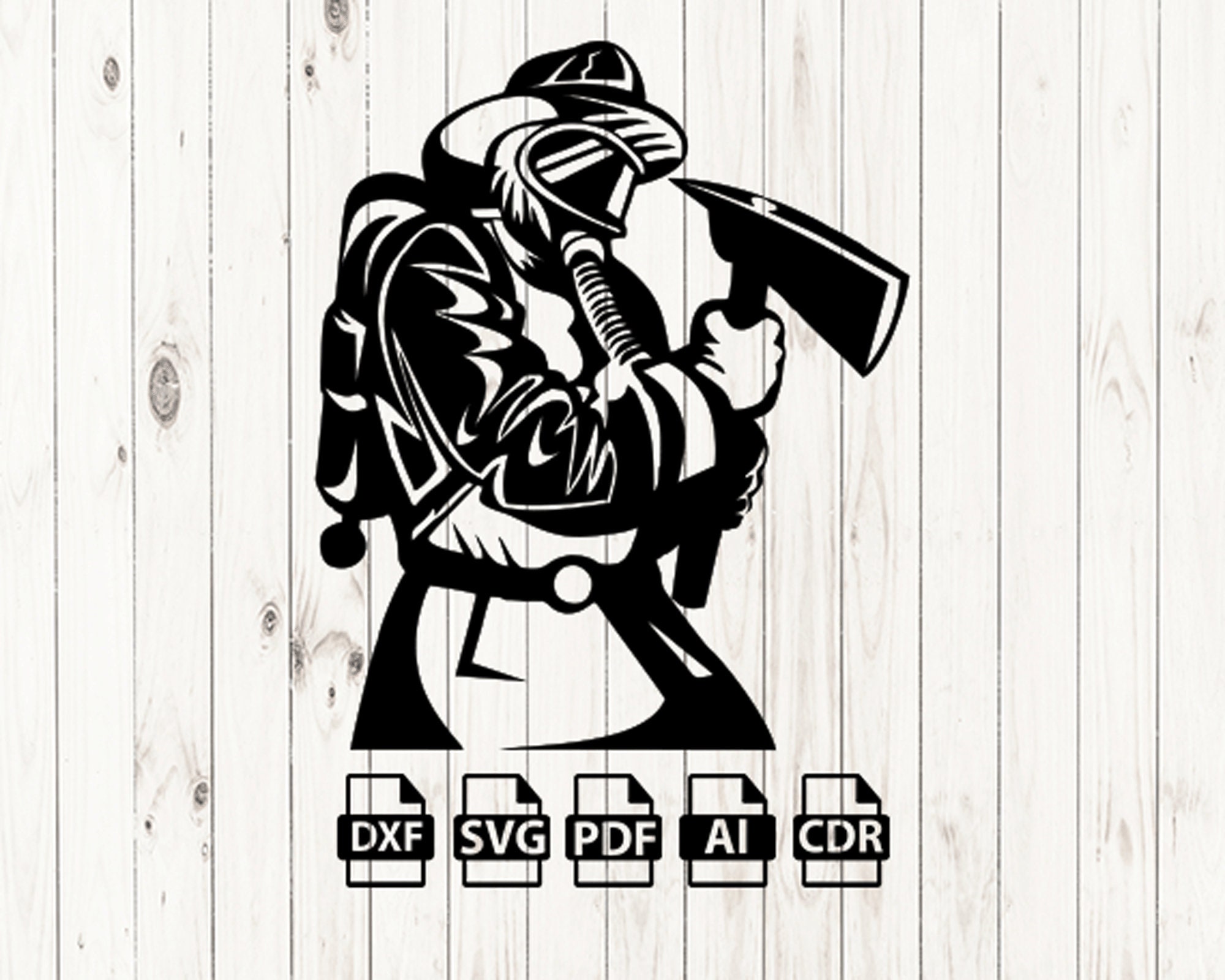 Fireman Digital Vector Download Laser Cnc Cut Svg Dxf Pdf Cdr Files ...