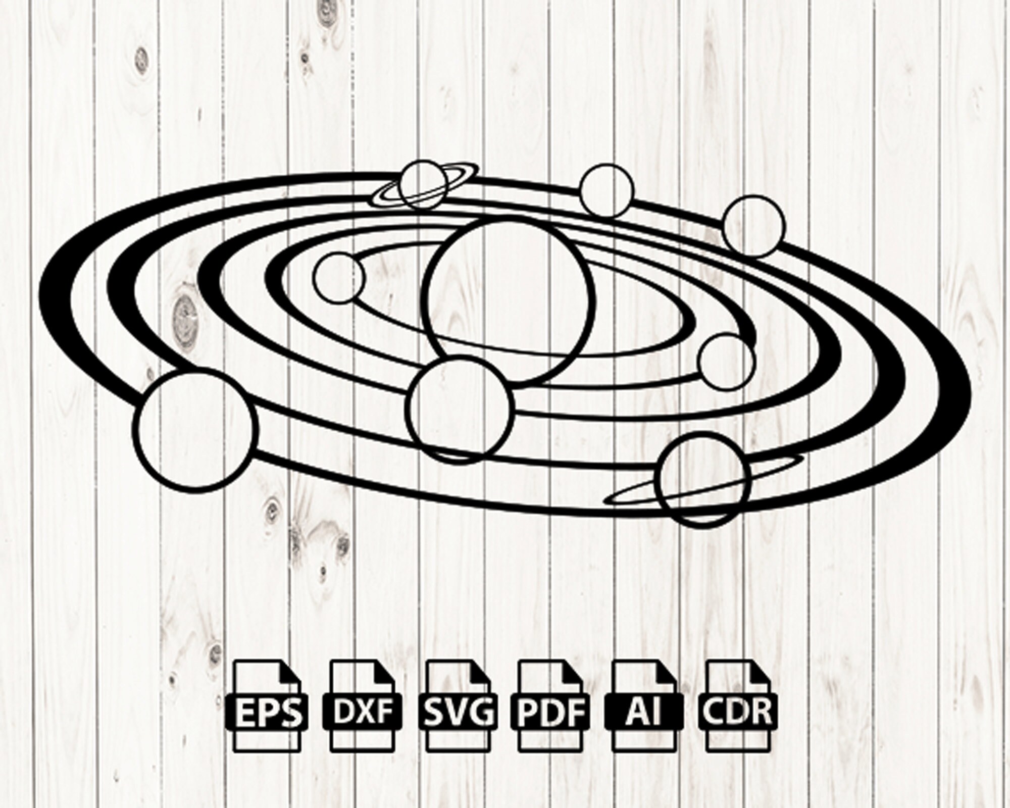 Solar System Digital Vector Download Laser Cnc Cut Svg Dxf Pdf Eps Ai ...
