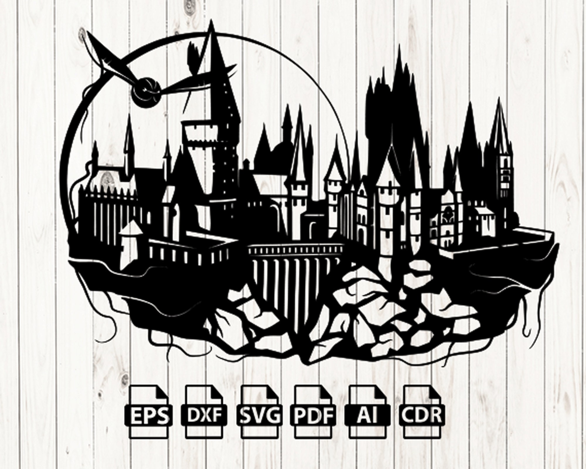 Hogwarts Digital Vector Download Laser Cnc Cut Svg Dxf Pdf Eps Ai Cdr ...