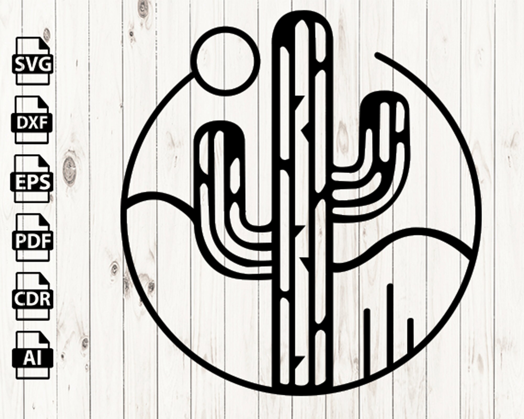 Cactus, Desert Digital Vector Download Laser Cnc Cut Svg Dxf Pdf Cdr ...