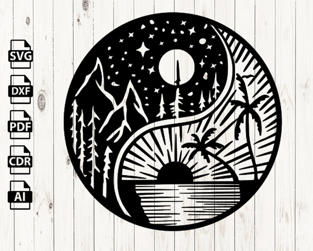 Sun Moon Digital Vector Download Laser Cnc Cut Svg Dxf Pdf Eps Ai Cdr ...