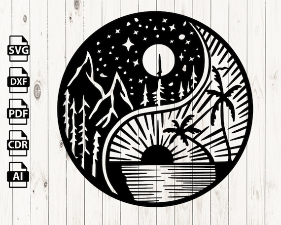 Sun Moon Digital Vector Download Laser Cnc Cut Svg Dxf Pdf Eps | Etsy