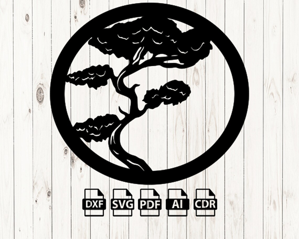 Bonsai Tree Digital Vector Download Laser Cnc Cut Svg Dxf Pdf Cdr Files ...