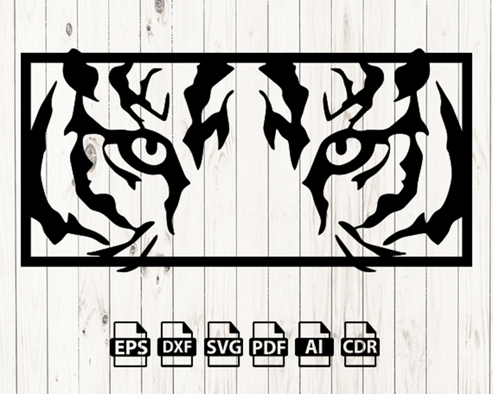 Tiger Animals Digital Vector Download Laser Cnc Cut Svg Dxf Pdf Eps Ai ...