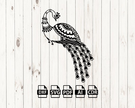 Peacock Digital Vector Download Laser Cnc Cut Svg Dxf Pdf Cdr - Etsy