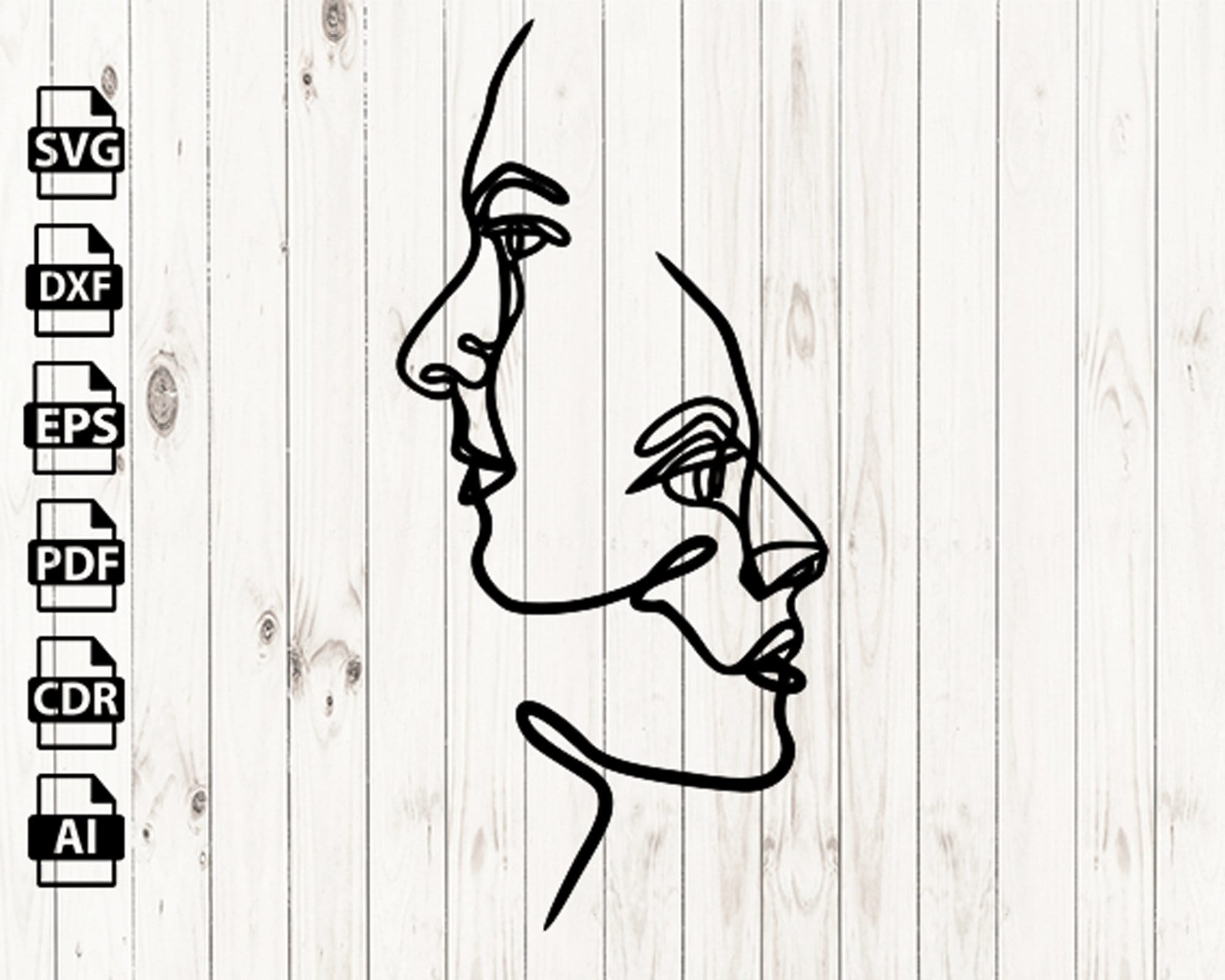 Two Faces Digital Vector Download Laser Cnc Cut Svg Dxf Pdf - Etsy