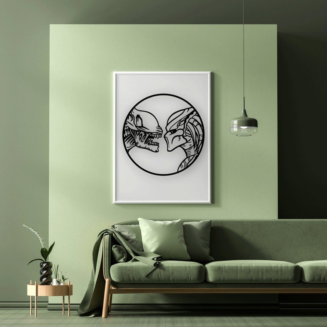 Alien VS Predator Digital Vector Download Laser Cnc Cut Svg Dxf Eps Pdf ...