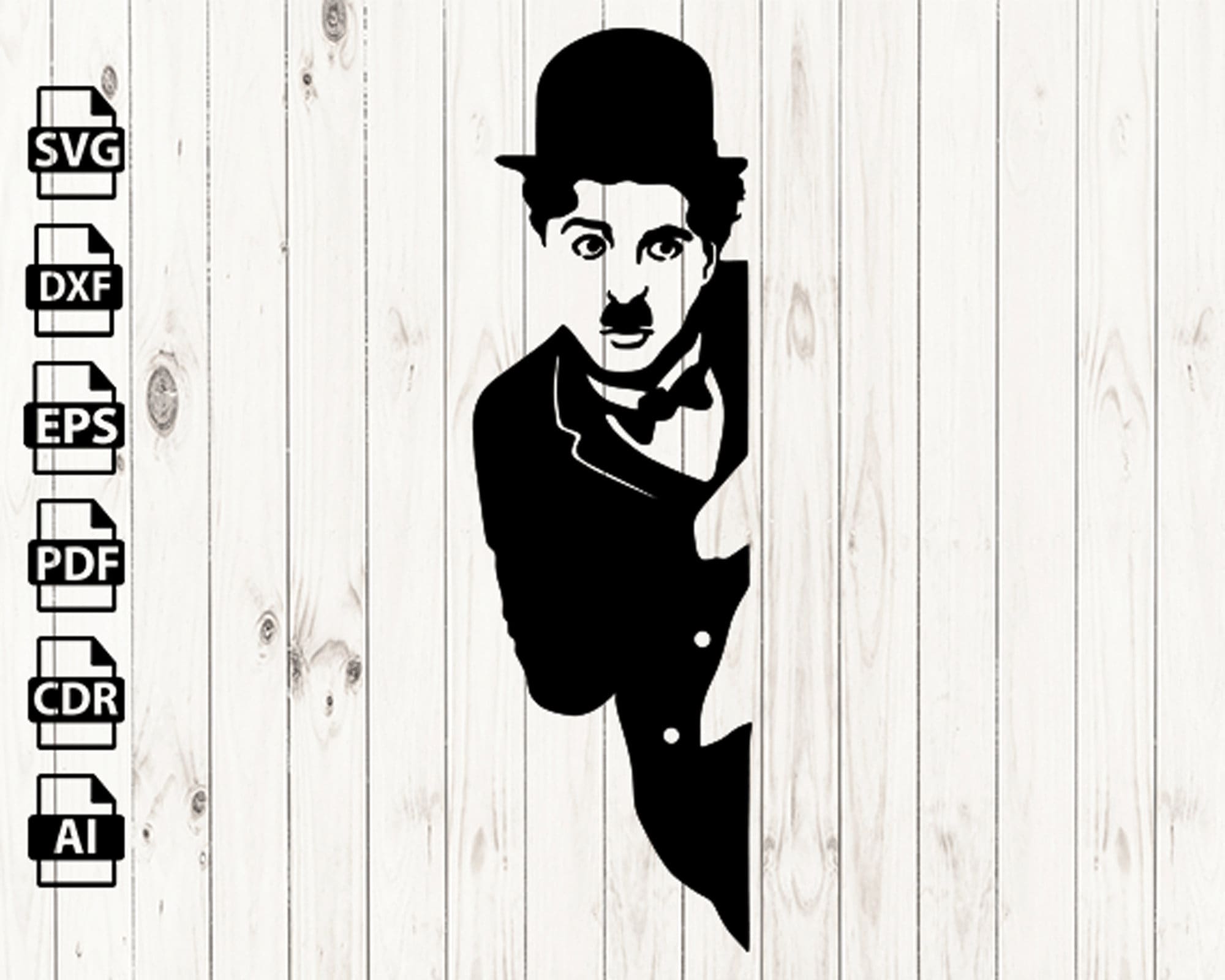 Charlie Chaplin Digital Vector Download Laser Cnc Cut Svg Dxf Pdf Eps ...