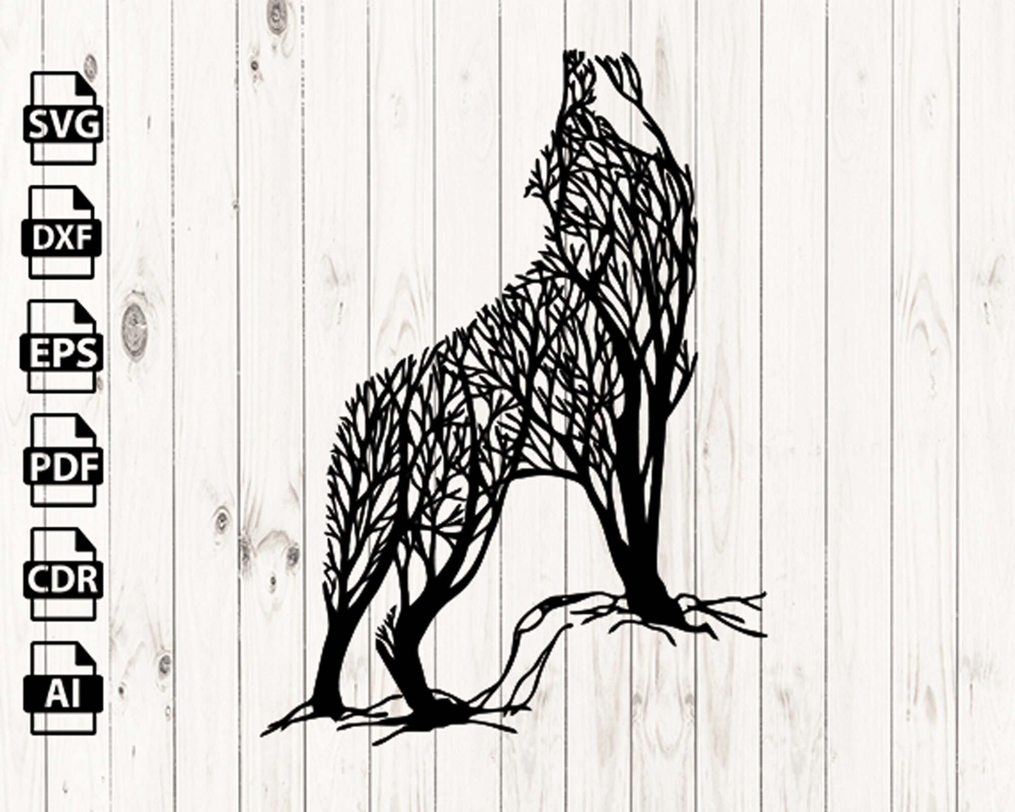 Howling Wolf Digital Vector Download Laser Cnc Cut Svg Dxf Pdf - Etsy