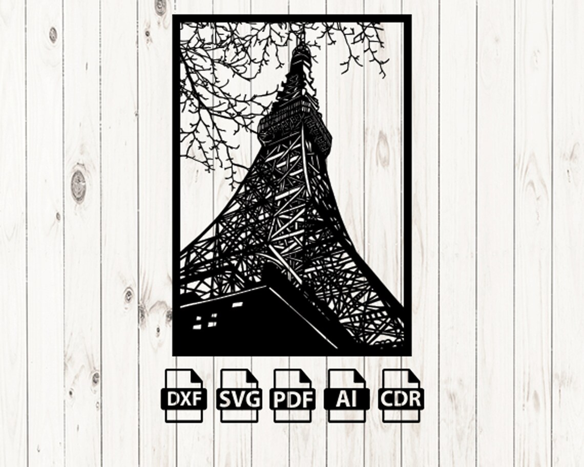 Eiffel Tower Digital Vector Download Laser Cnc Cut Svg Dxf Pdf - Etsy
