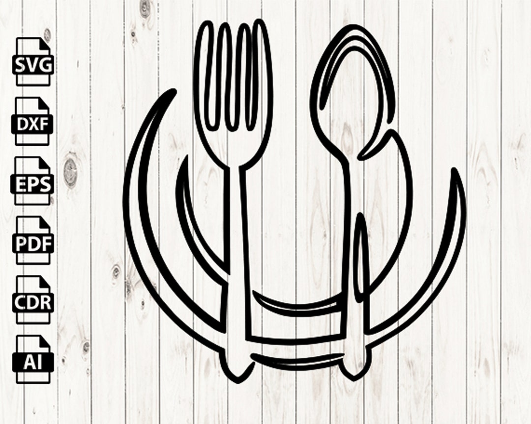 Kitchen Knife Fork Digital Vector Download Laser Cnc Cut Svg Dxf Pdf ...