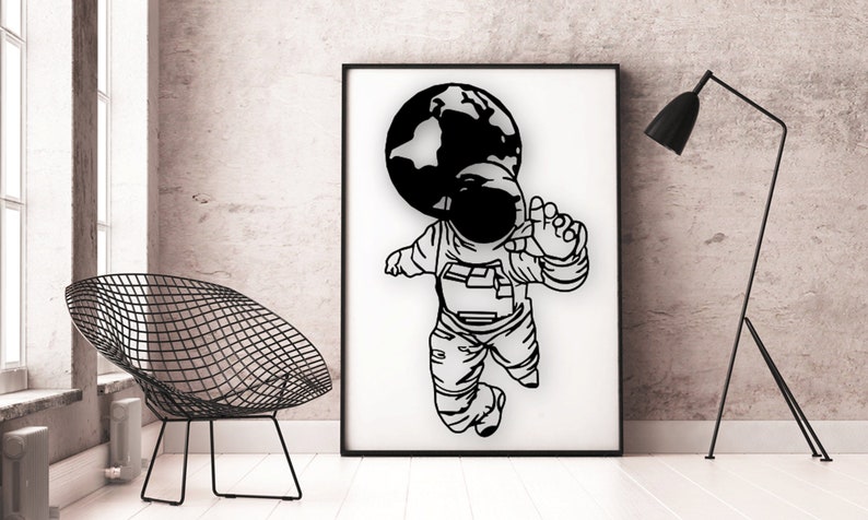 Astronaut Planet Digital Vector Download Laser Cnc Cut Svg Etsy
