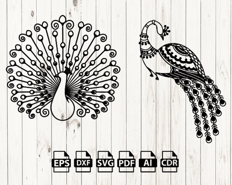Peacock Animals Digital Vector Download Laser Cnc Cut Svg Dxf | Etsy