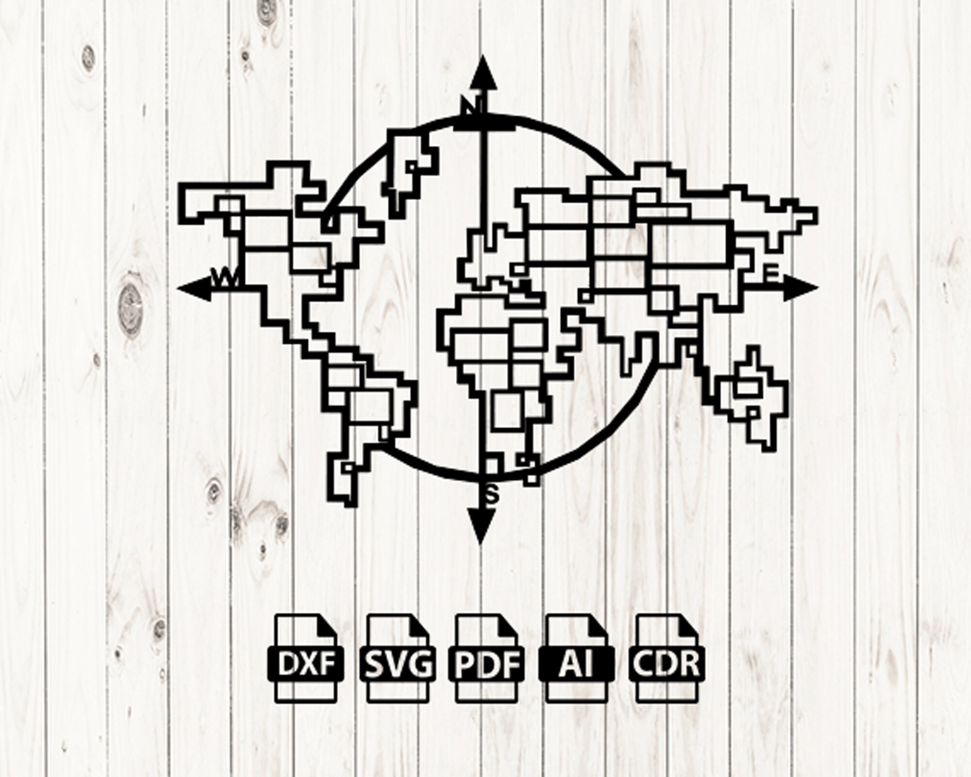 World Digital Vector Download Laser Cnc Cut Svg Dxf Pdf Cdr - Etsy