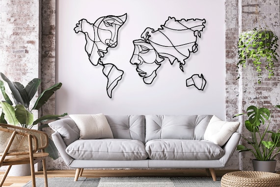 World World Map Face Digital Vector Download Laser Cnc Cut - Etsy