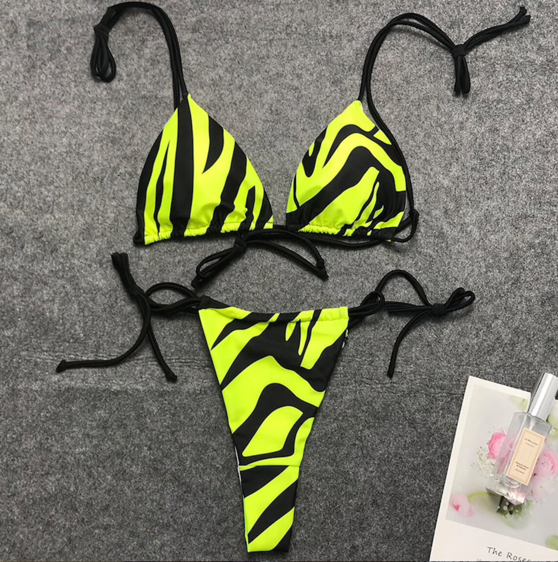 Neon Zebra Swimsuit Pc Bikini Swimsuits Bikinis Bikini Set Hot Sex Picture