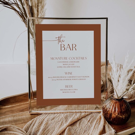 Bar Menu Sign Terracotta | Etsy