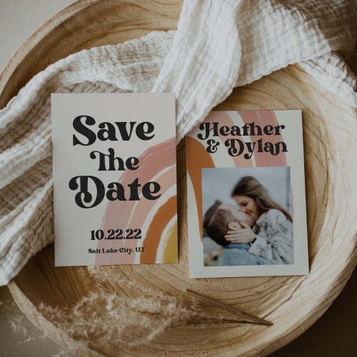 Retro Save the Date Picture Save the Date Throwing It Back - Etsy