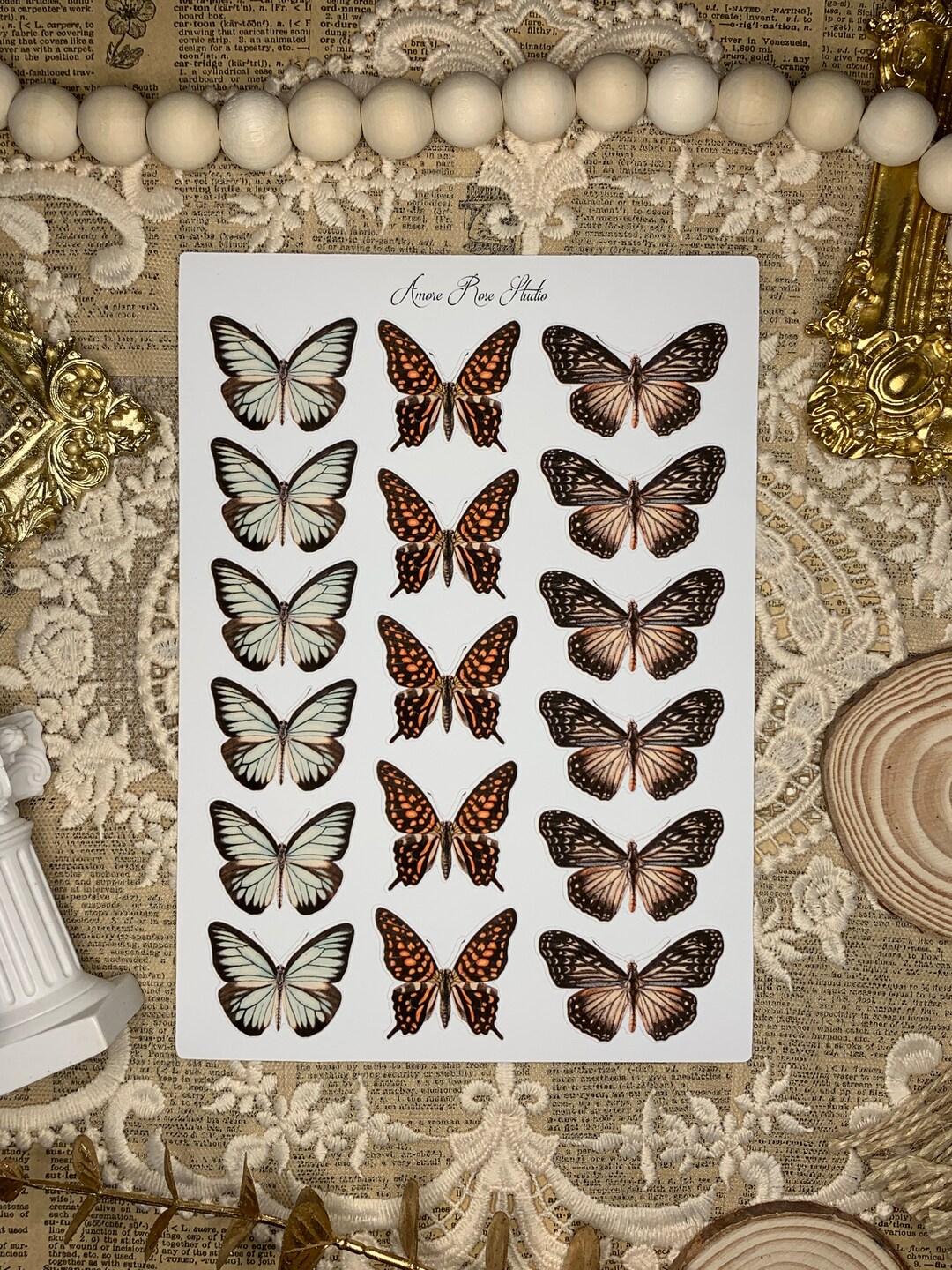 Vintage Butterflies Sticker Sheet - Etsy