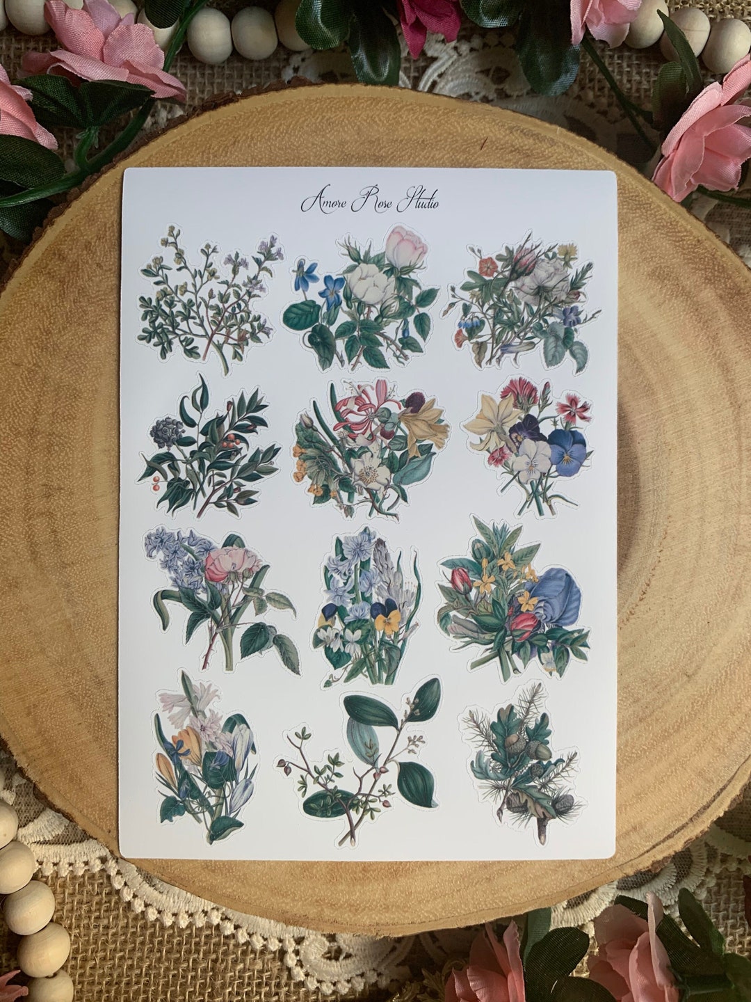 Vintage Flowers | Sticker Sheet - Etsy
