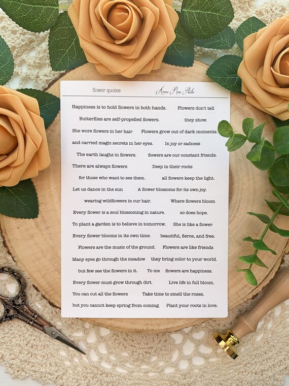 Flower Quotes Sticker Sheet | Etsy