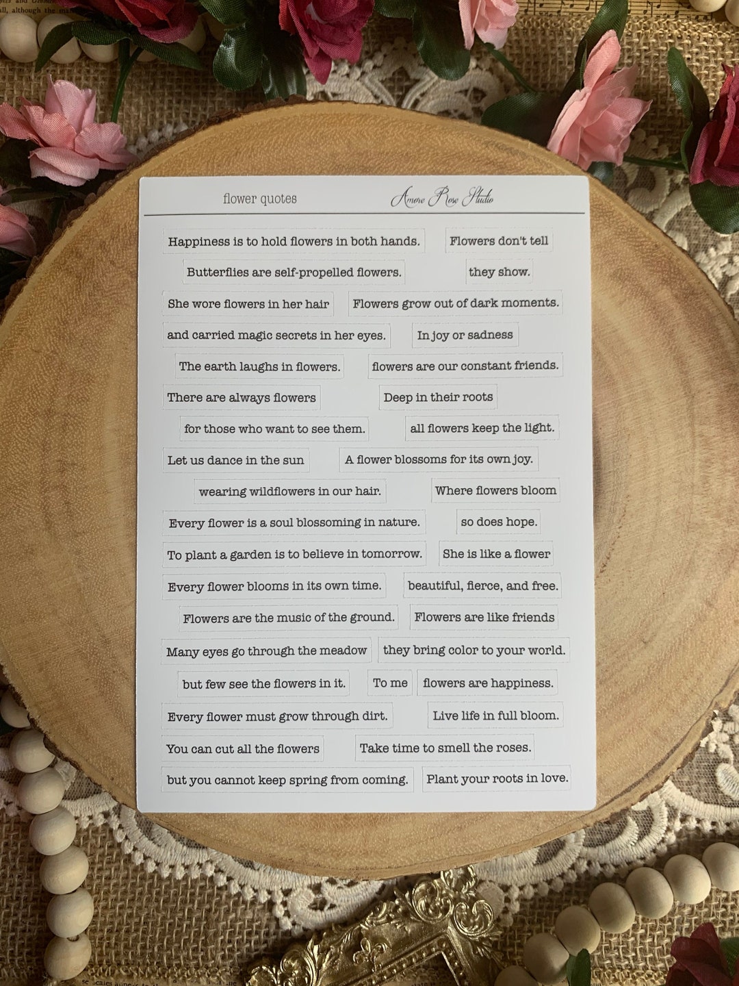 Flower Quotes | Sticker Sheet - Etsy
