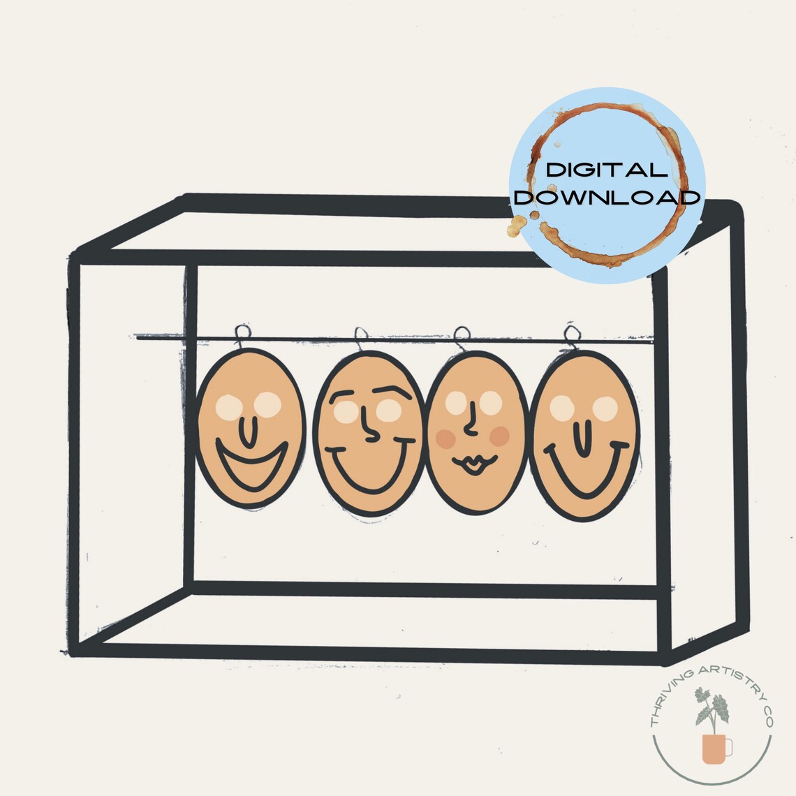 Faces Hanging, Printable, Digital Download, Affordable Art, Exclusive ...